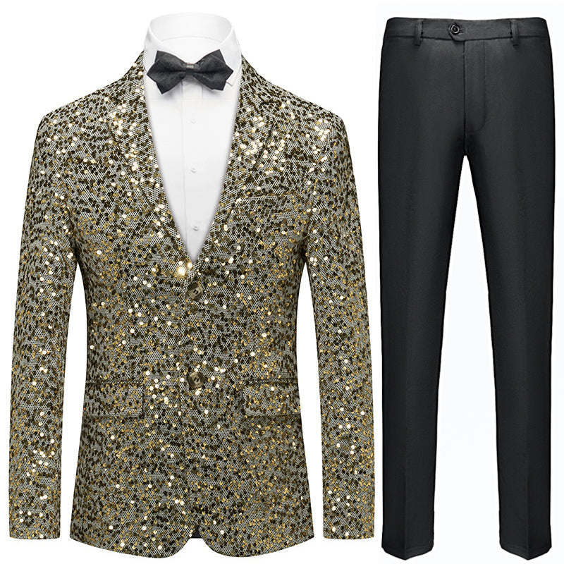 Home All products Men's Gold Sequin Polka Dot Silver Suit