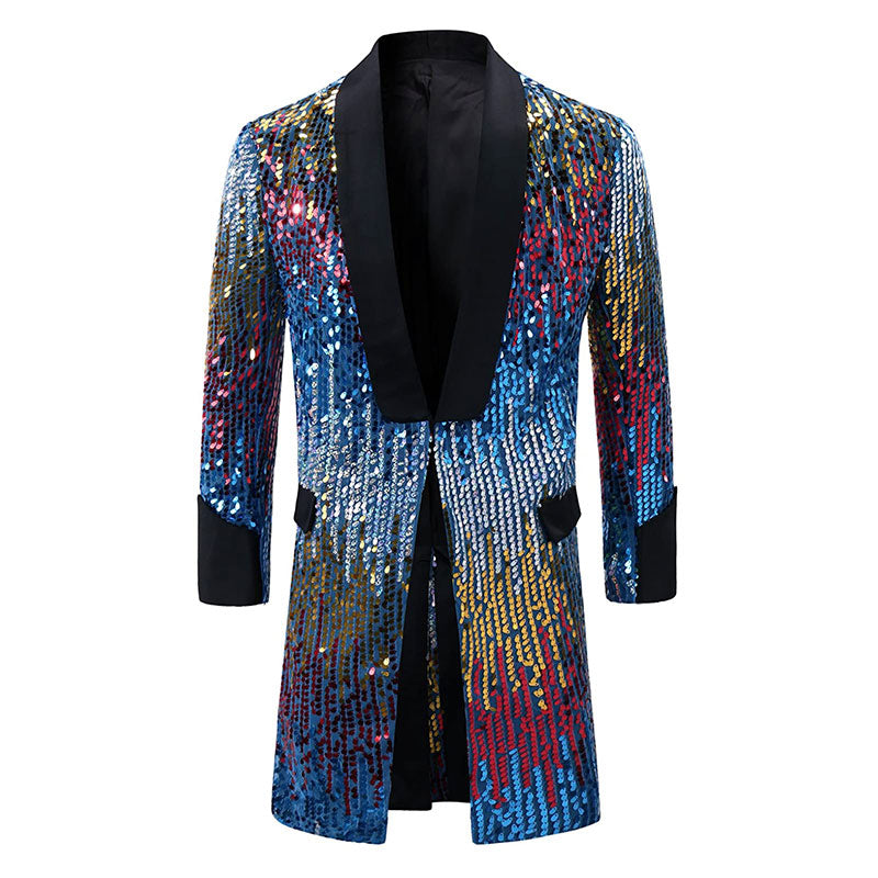 Men's Gradient Sequin Stage Long Jacket 2 Color