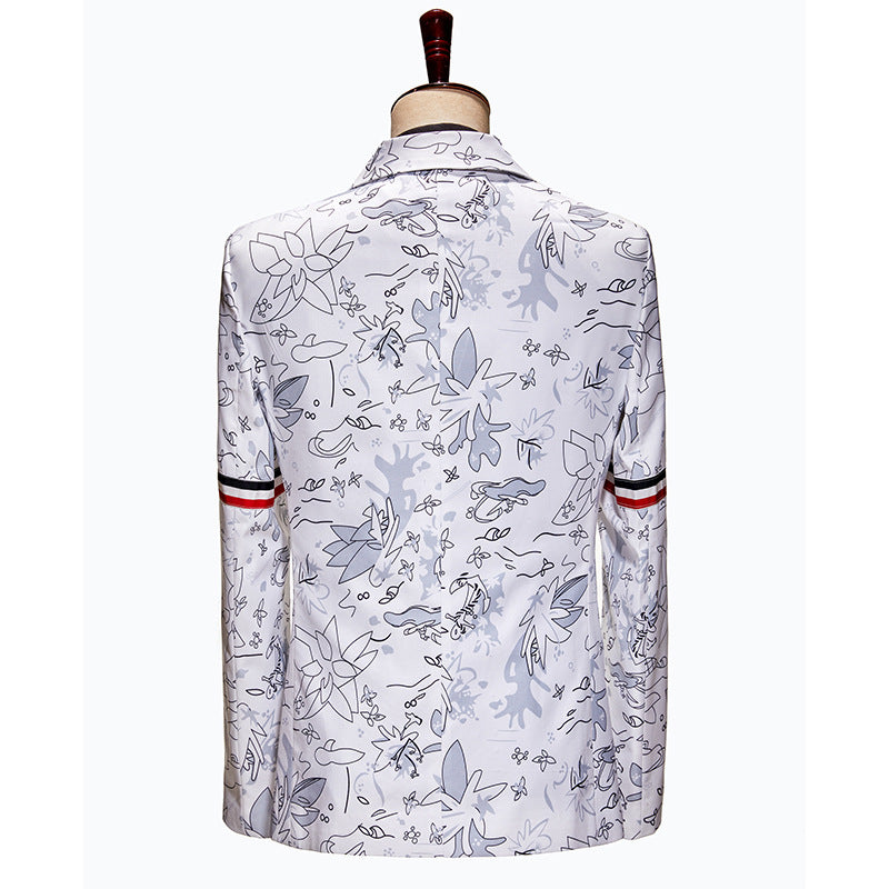 Men's British Graffiti Style Print Jacket White