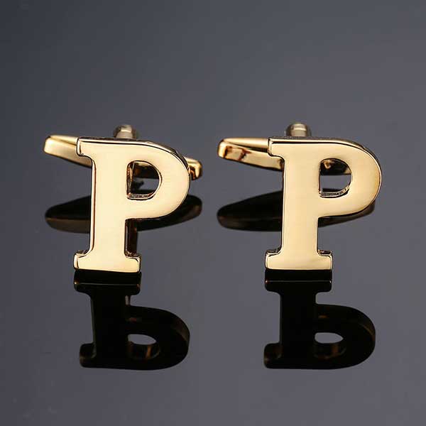 26 Dimensional Letter Style Cufflinks Gold